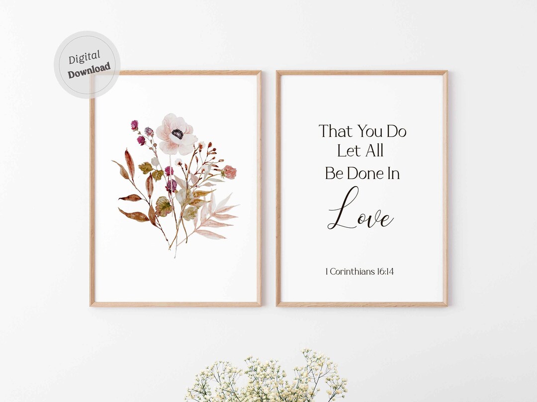 Christian Wall Art Set of 2 Let All That You Do Be Done in Love Bible ...