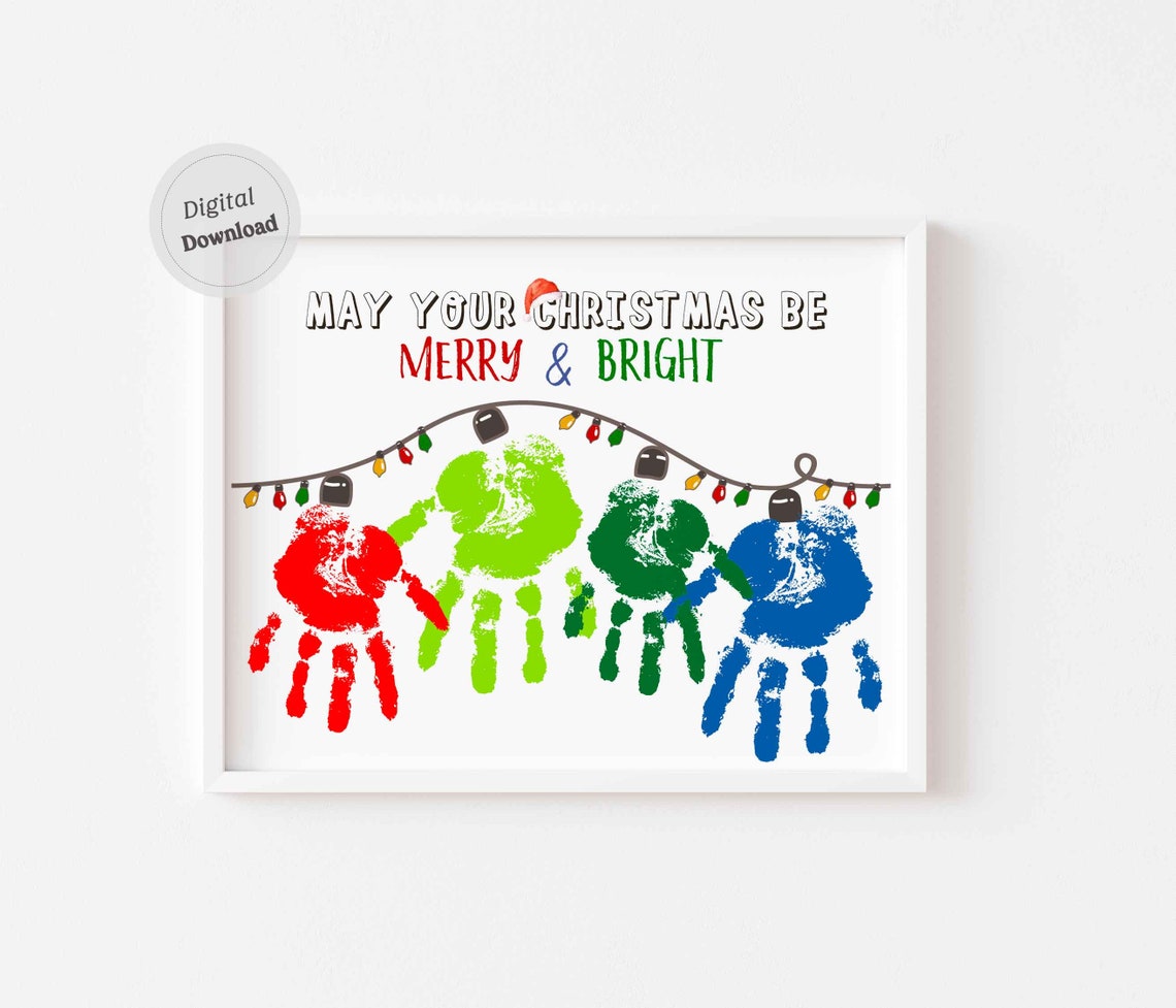 Handprint Christmas Lights Craft Printable Templet Christmas - Etsy