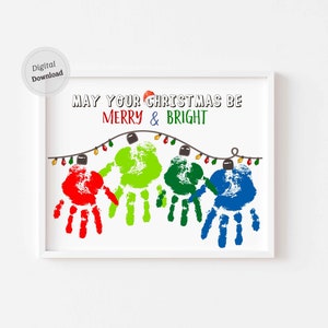 Handprint Christmas Lights Craft Printable Templet Christmas Xmas ...