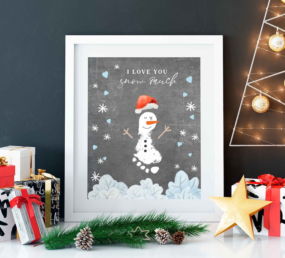 Snowman Handprint Footprint Grandparents Gift Christmas Craft Printable ...