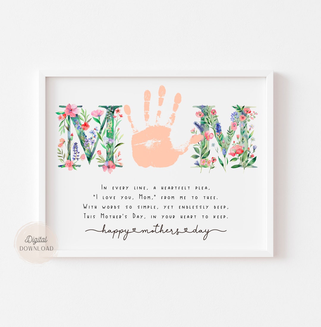 Mother's Day Handprint Poem, Mothers Day Crafts, Mother's Day Hand Made ...