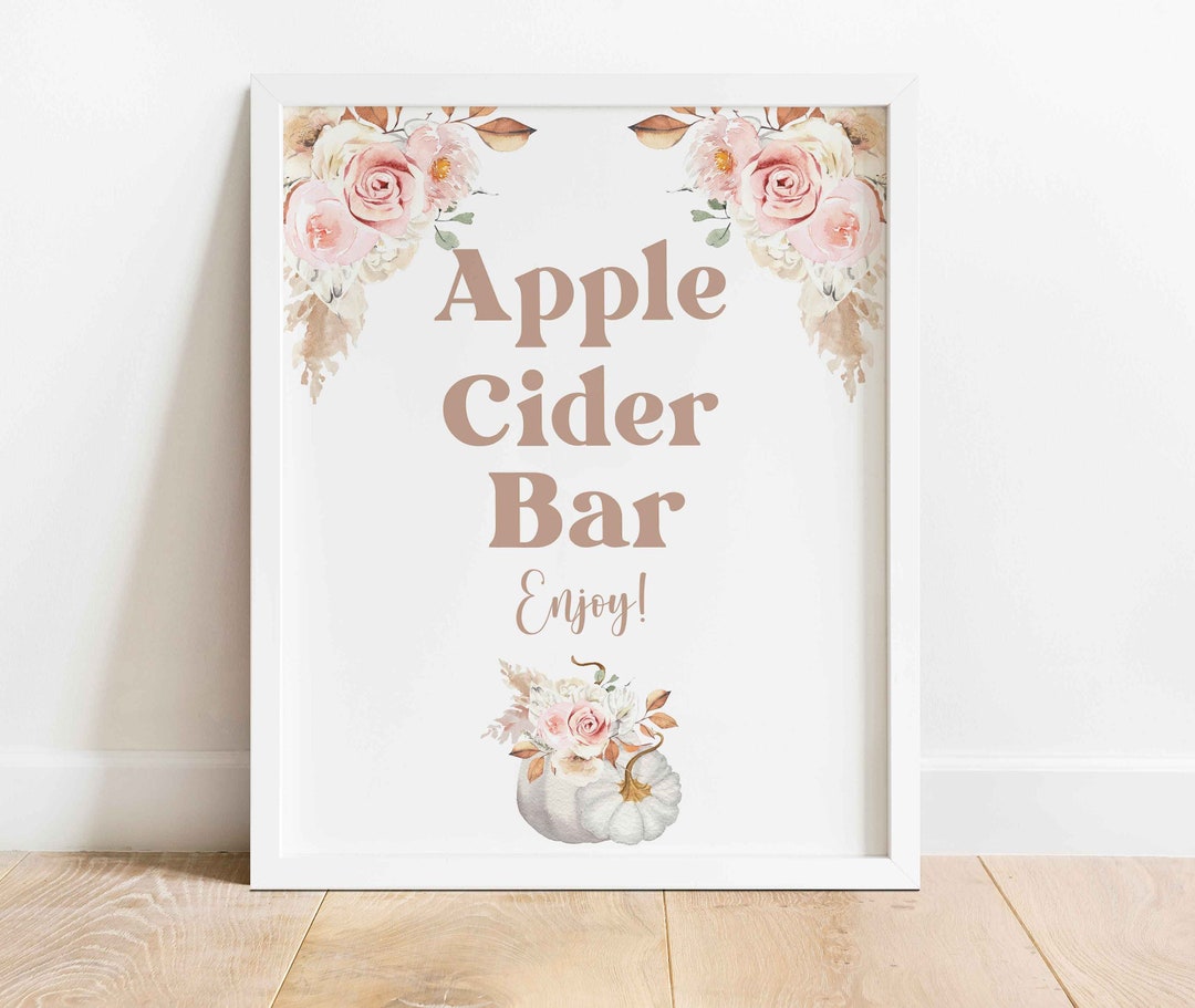 White Pumpkin Apple Cider Bar Sign Printable Cider Bar Signage - Etsy