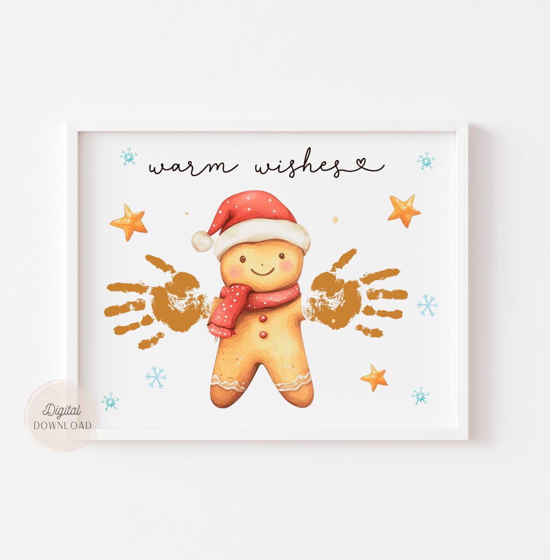 Gingerbread Christmas Handprint Art, Christmas Handprint Card Template ...