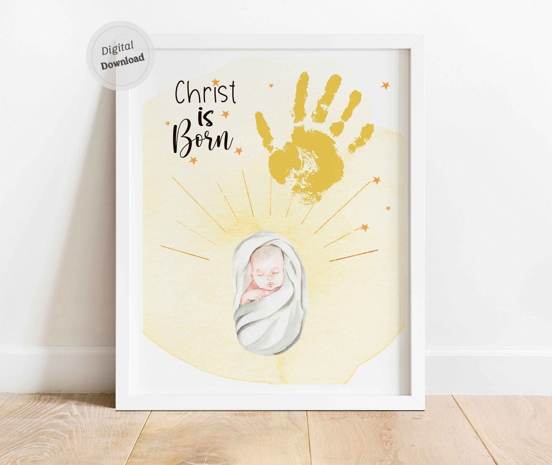 Christian Handprint Christ is Born Handprint Art Baby Jesus Nativity ...