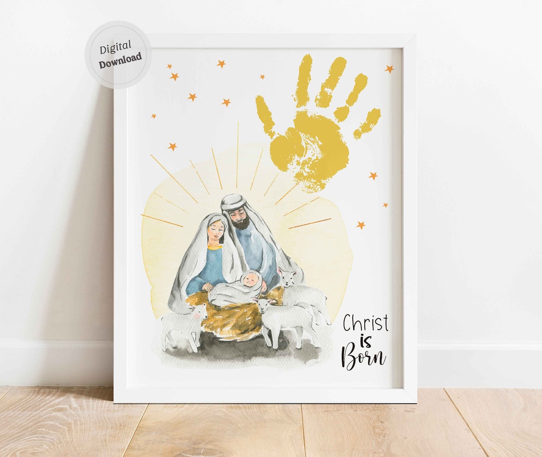 Christ is Born Handprint Art Baby Jesus Christian Handprint Nativity ...