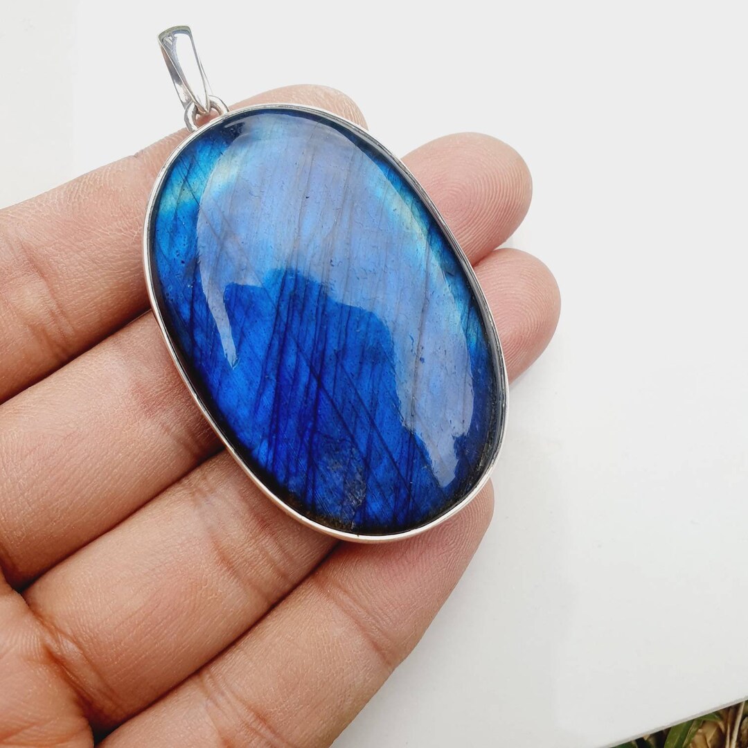 Labradorite Pendant 925 Silver, Deep Blue Labradorite Pendants, Crystal ...
