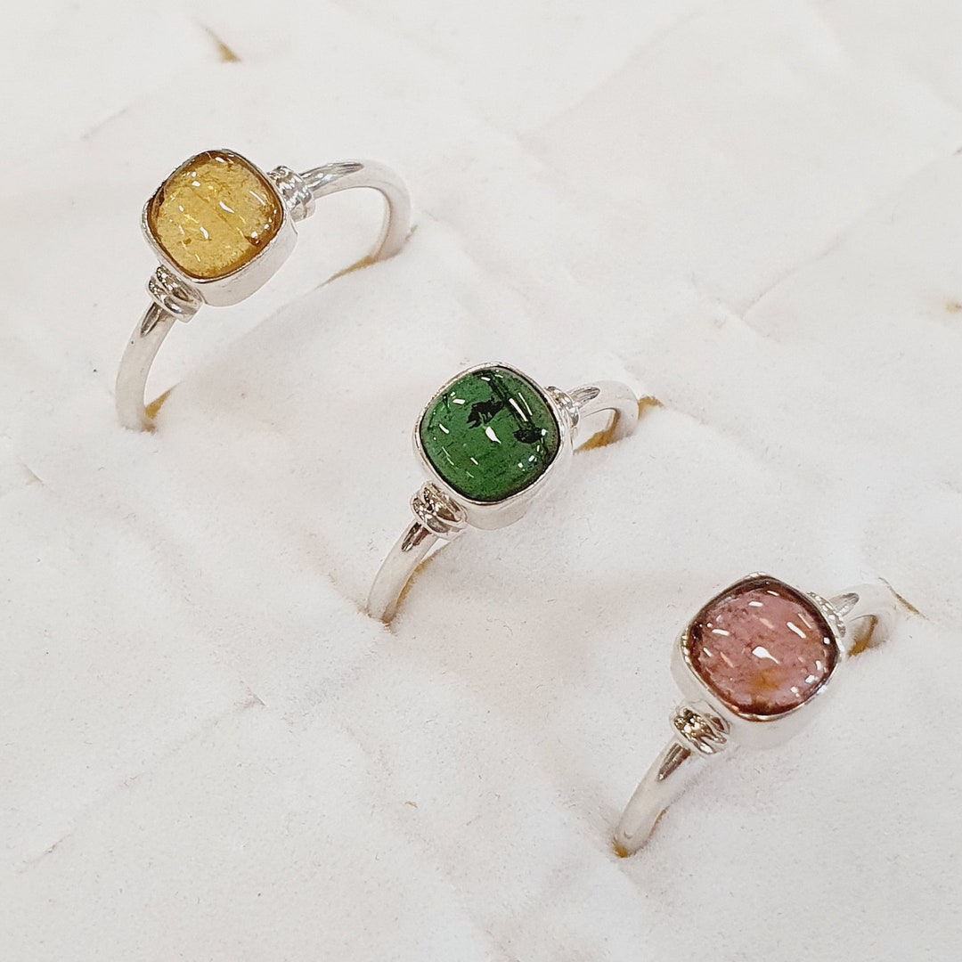 Tourmaline Silver Rings,genuine Tourmaline Rings,multi Colour ...