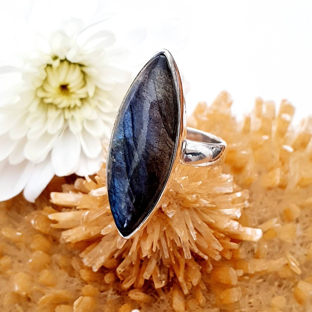 Labradorite Ring 925 Silver, Deep Blue Labradorite Ring, Hand Made ...
