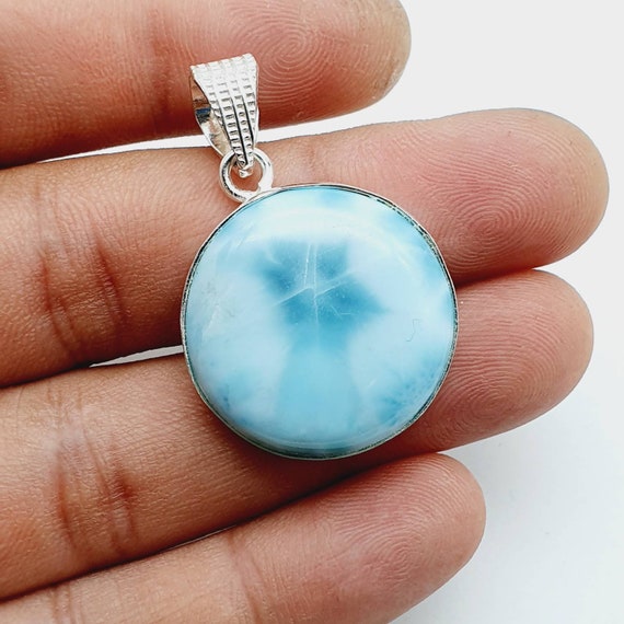 Larimar Anhanger 925 Silber Larimar Kette echte Larimar Anhanger naturlicher Larimar Anhanger handgemachter Larimar Anhanger Lazuritgems Etsy