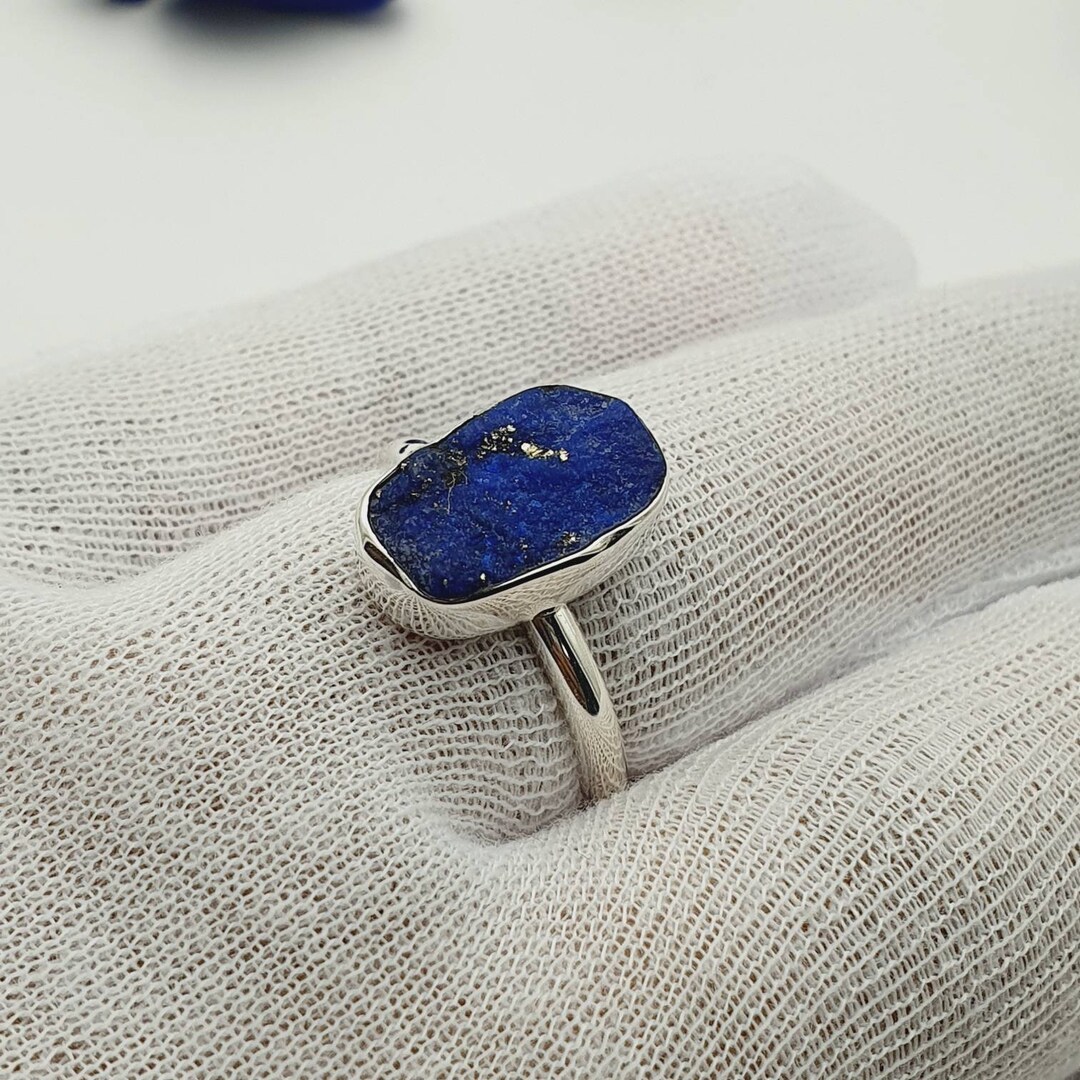 Raw Mini Lapis Lazuli Ring 925 Silver, Genuine Lapis Rings,rough Lapis Ring,lapis Gemstone Rings ...