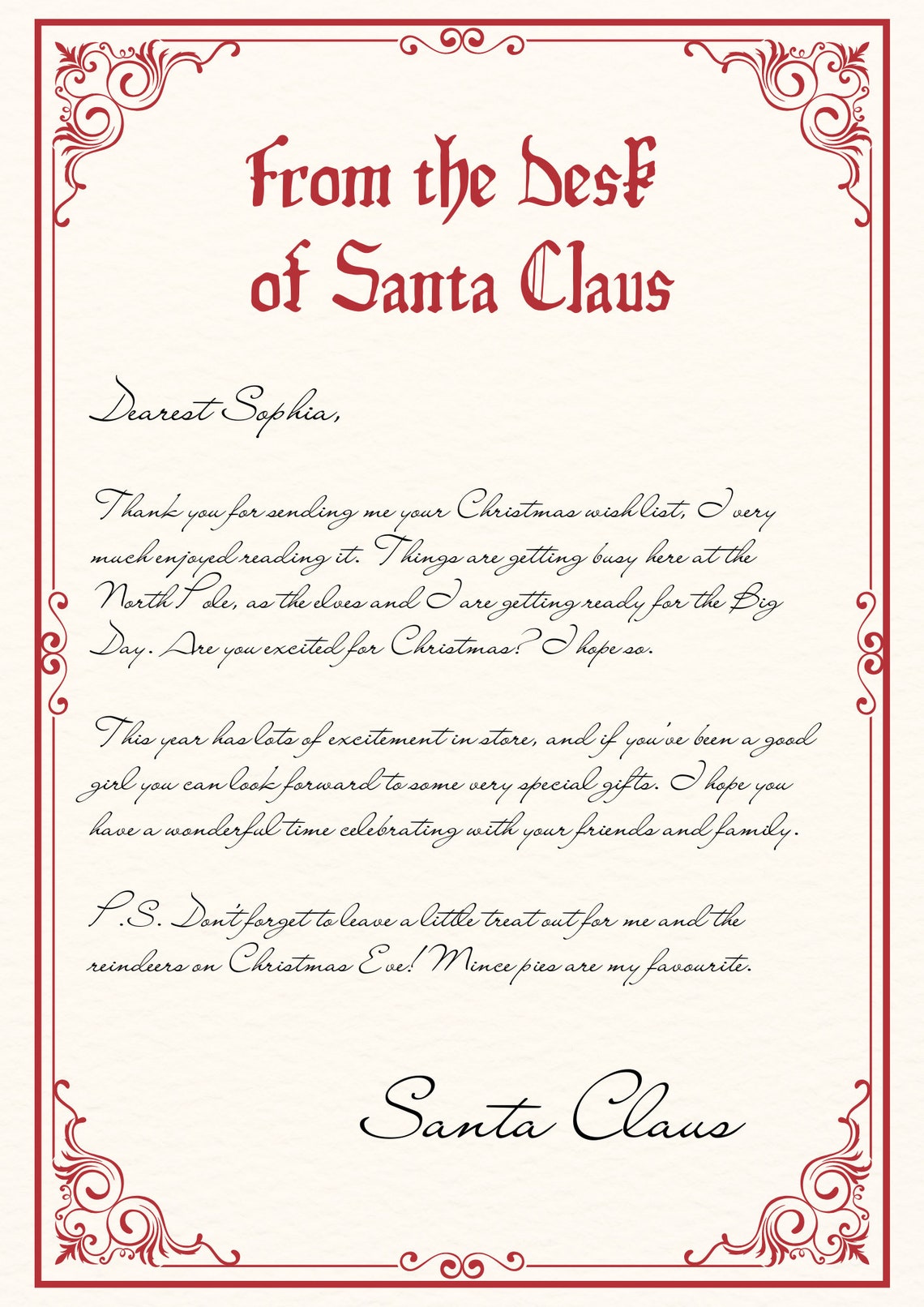 Official Santa Letter Digital Template - Canva Download - 100% ...