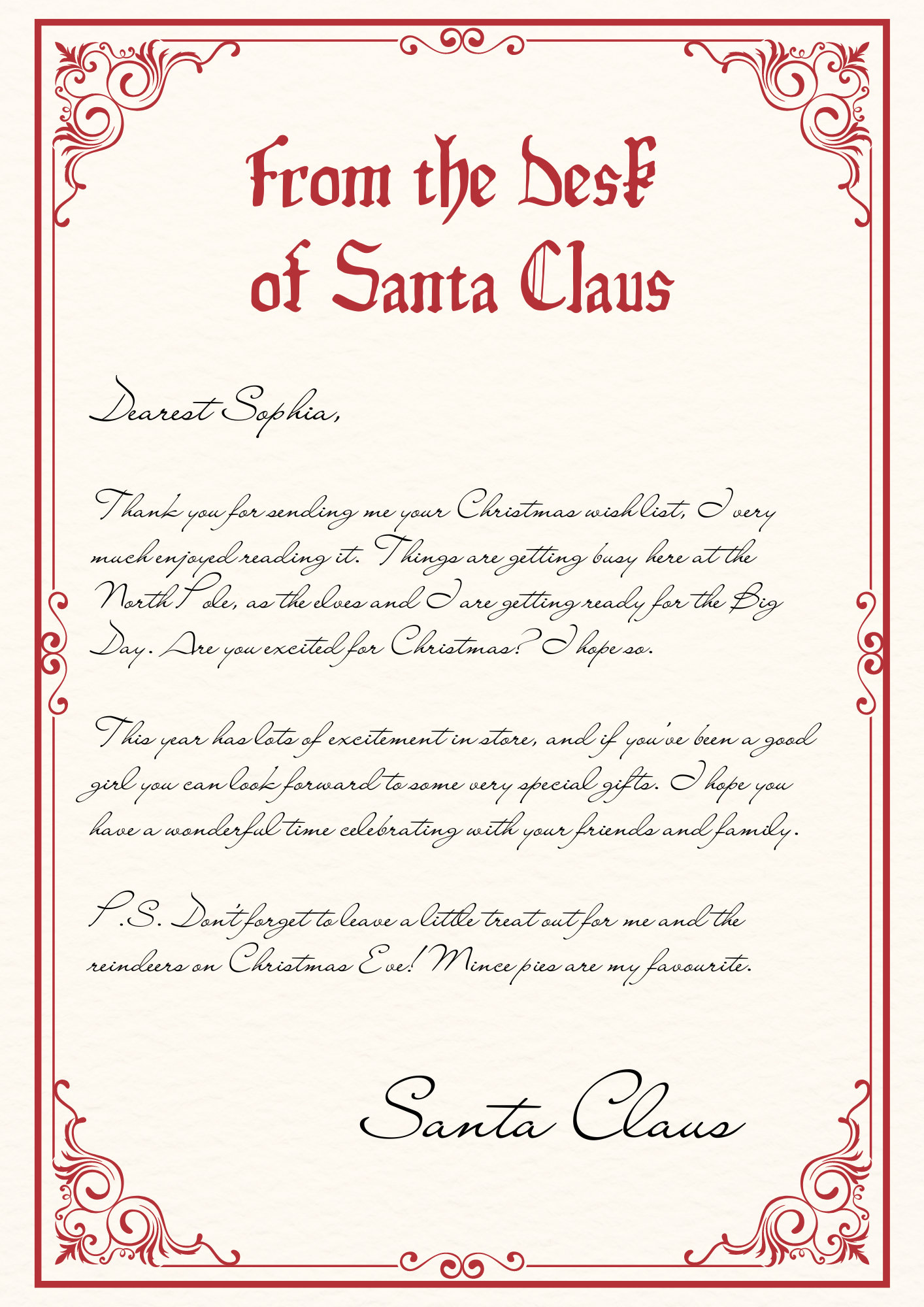 Official Santa Letter Digital Template - Canva Download - 100% ...