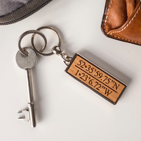 Coordinates Keychain - Etsy UK