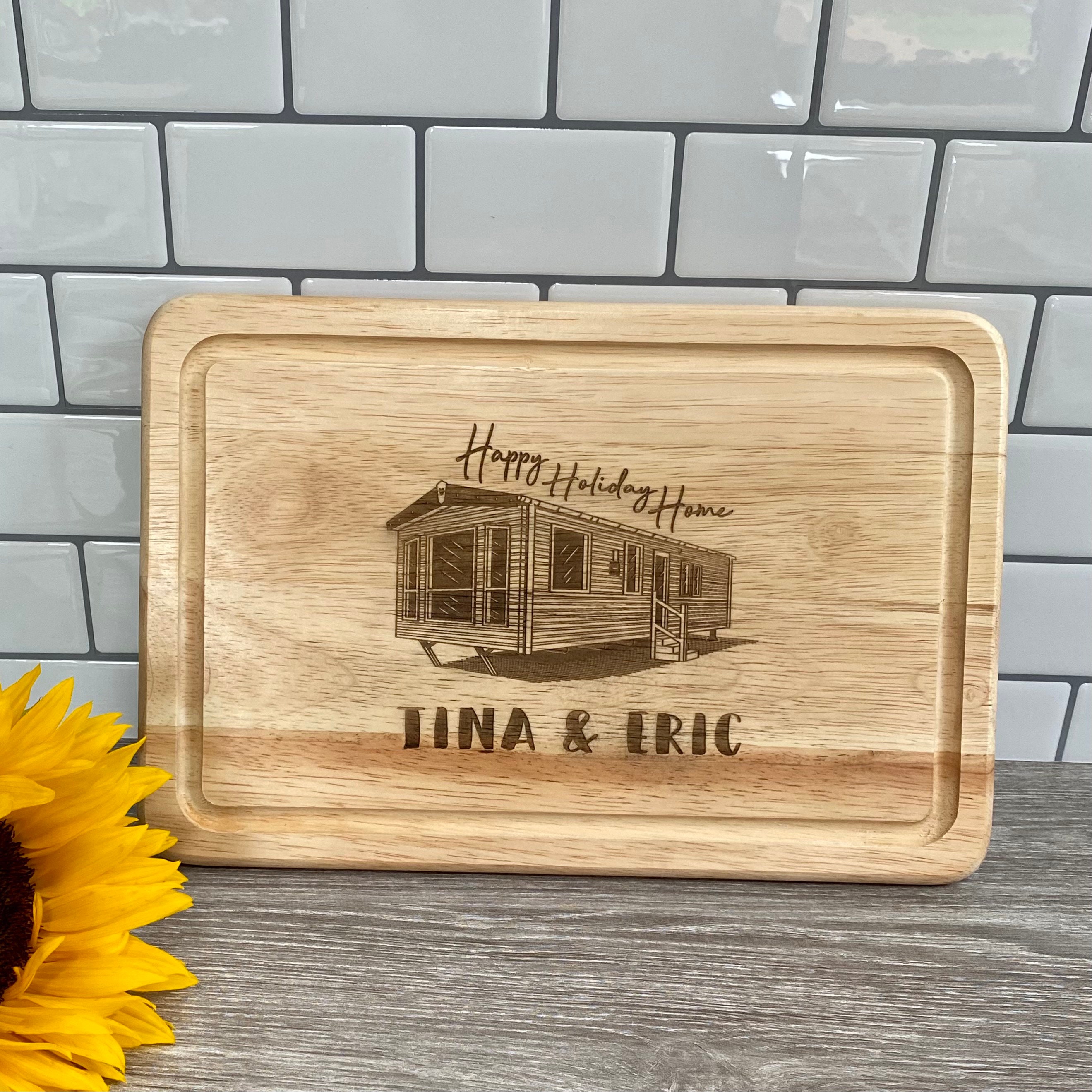 Personalised Names Happy Holiday Home Caravan Rectangle Chopping Board ...