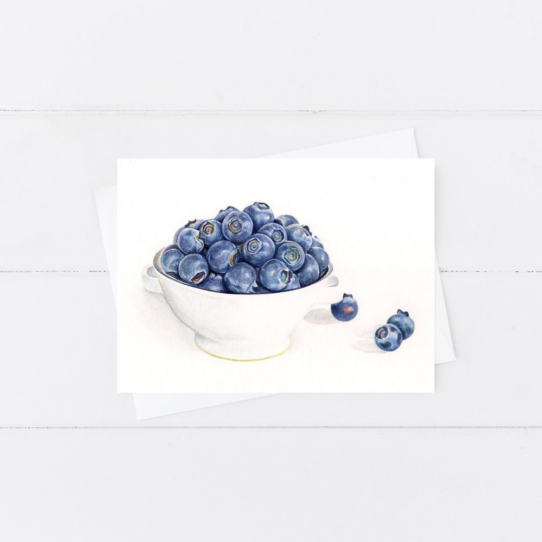 Blueberries Blank Greeting Card - Etsy