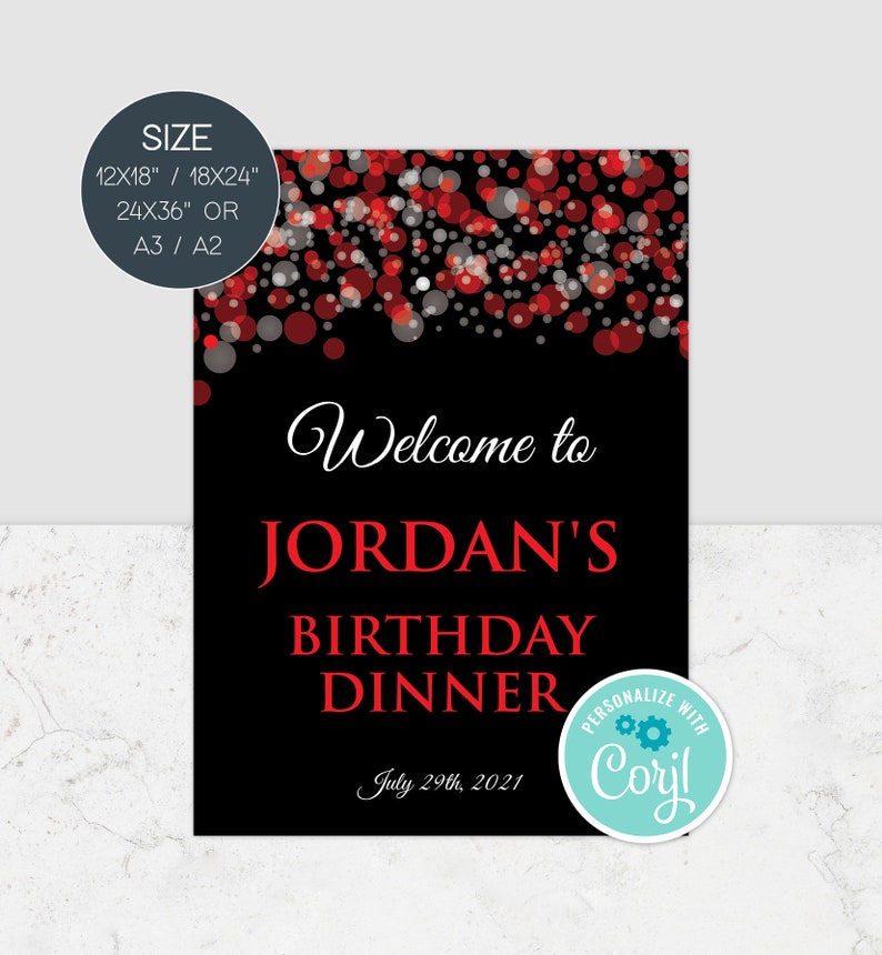 Black and Red Welcome Sign Red and Silver Welcome Sign - Etsy