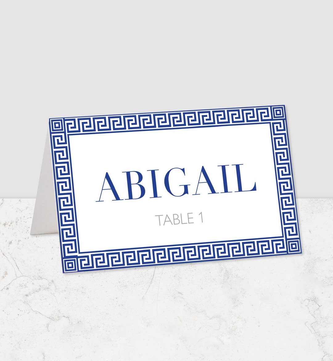 Greek Name Place Cards, Greek Party Food Labels, Name Place Tags, Name ...
