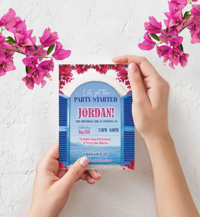 Mediterranean Style Party Invitation Editable Party - Etsy