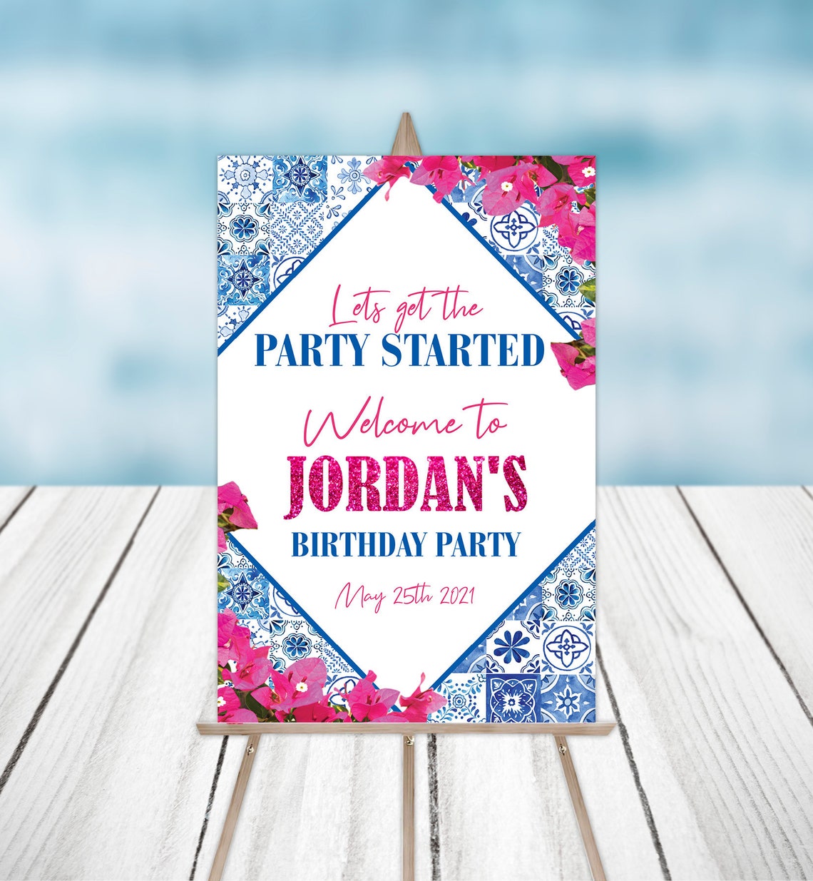 Mediterranean Style Party Welcome Sign Editable Party Sign - Etsy