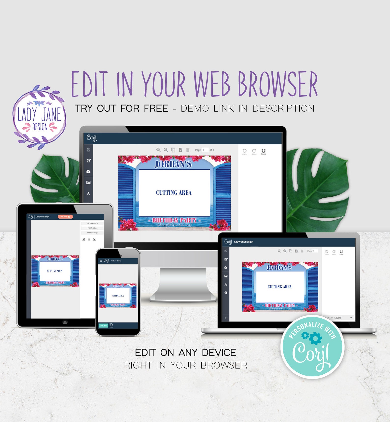 Mediterranean Style Photo Prop Editable Photo Frame | Etsy