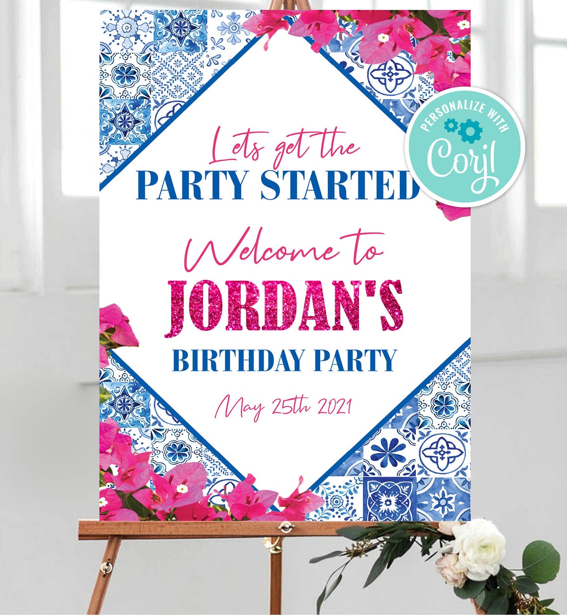 Mediterranean Style Party Welcome Sign Editable Party Sign - Etsy