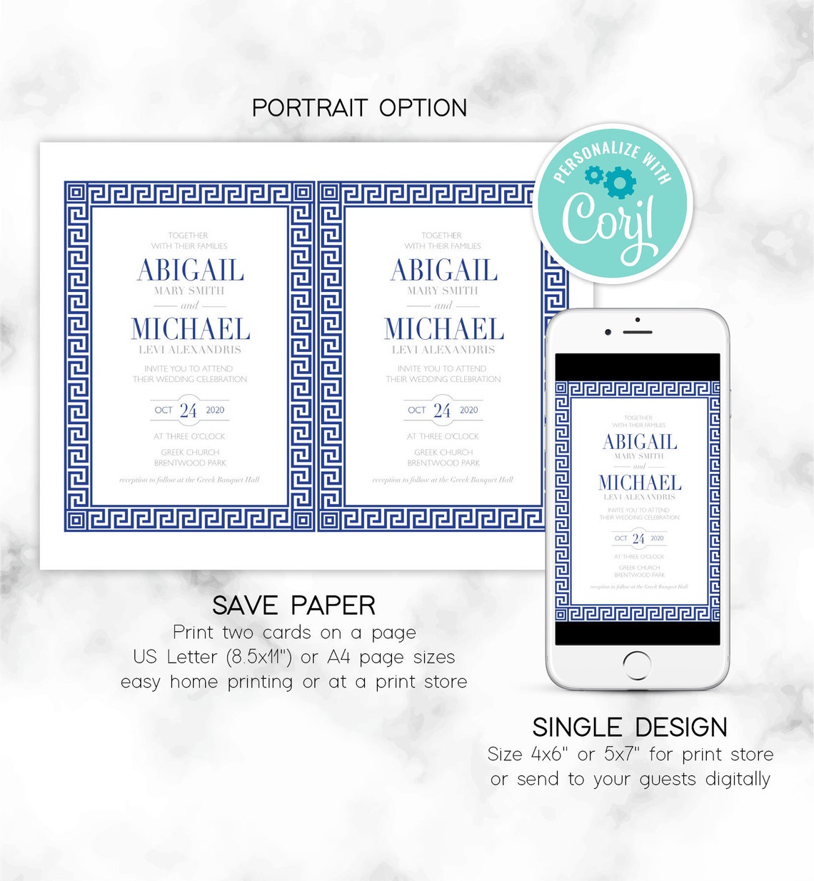 Greek Wedding Invitation Greek Party Invitation Greek - Etsy