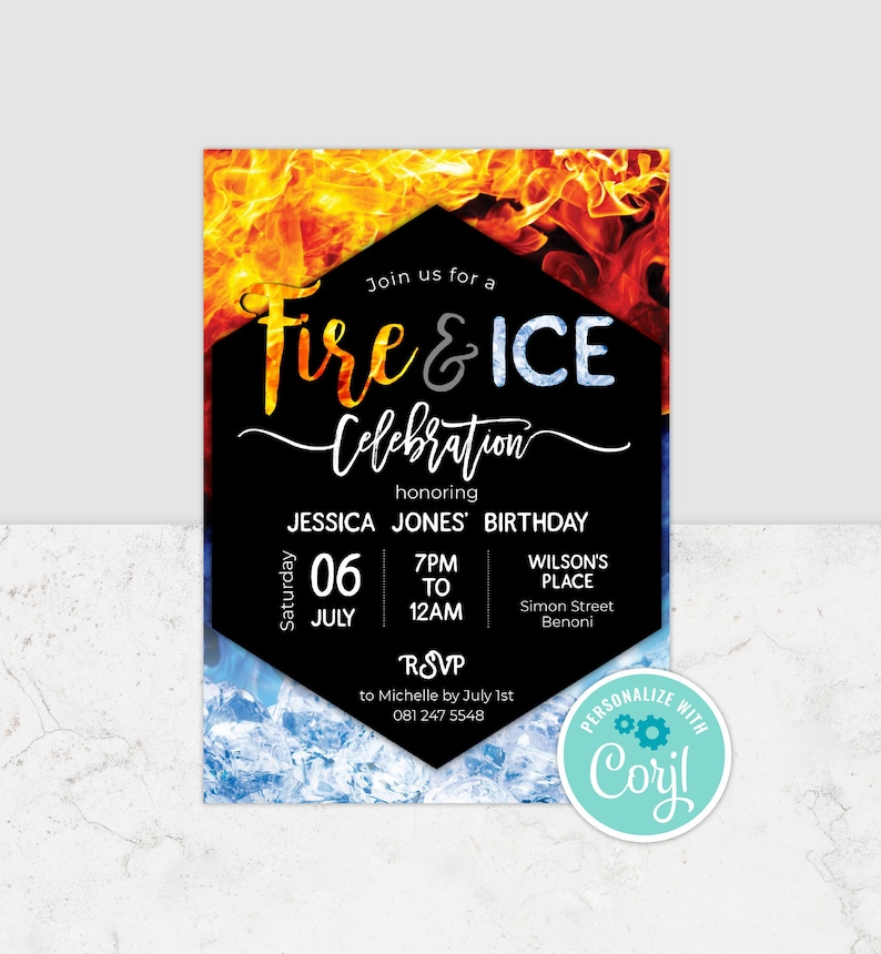 Fire and Ice Invitation Fire and Ice Party Invitation Fire - Etsy UK