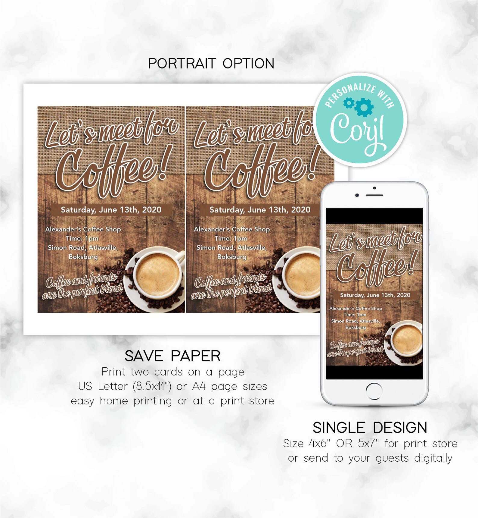 Coffee Invitation Editable Coffee Invite Coffee Event - Etsy