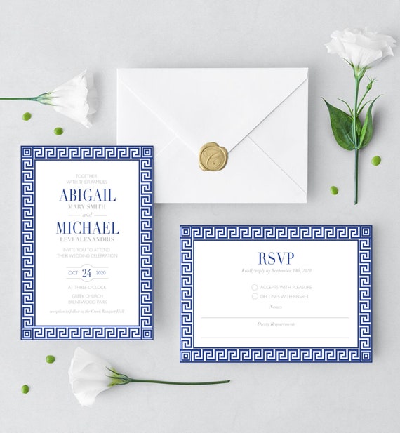 Greek Wedding Invitation Greek Party Invitation Greek - Etsy