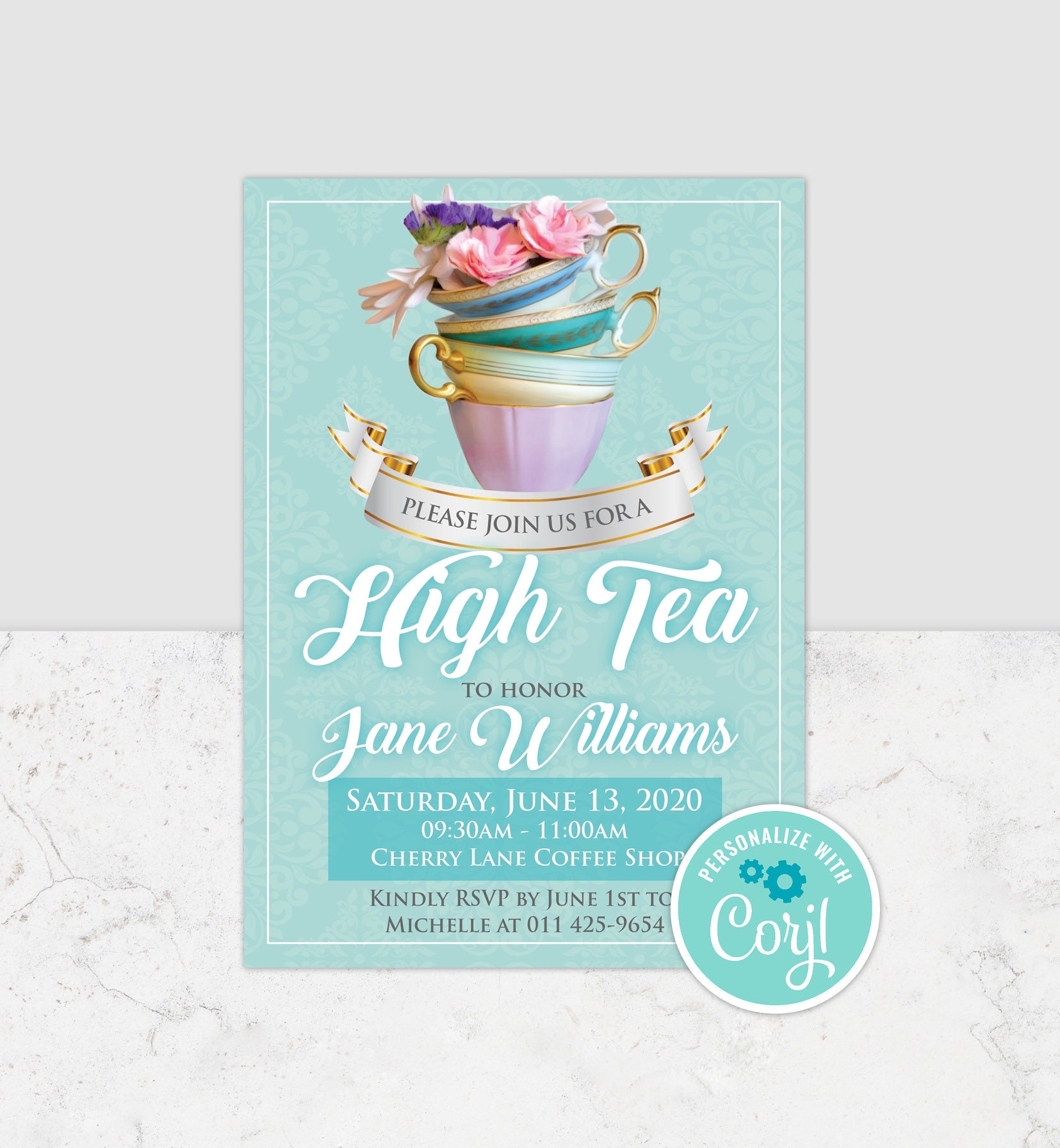 High Tea Invitation High Tea Invite Tea Party Invitations - Etsy Australia