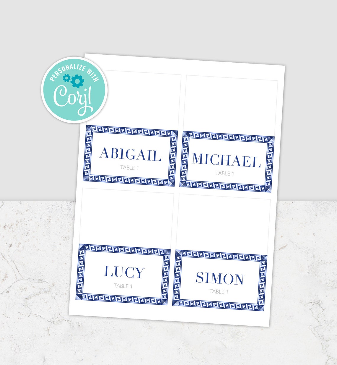 Greek Name Place Cards, Greek Party Food Labels, Name Place Tags, Name ...
