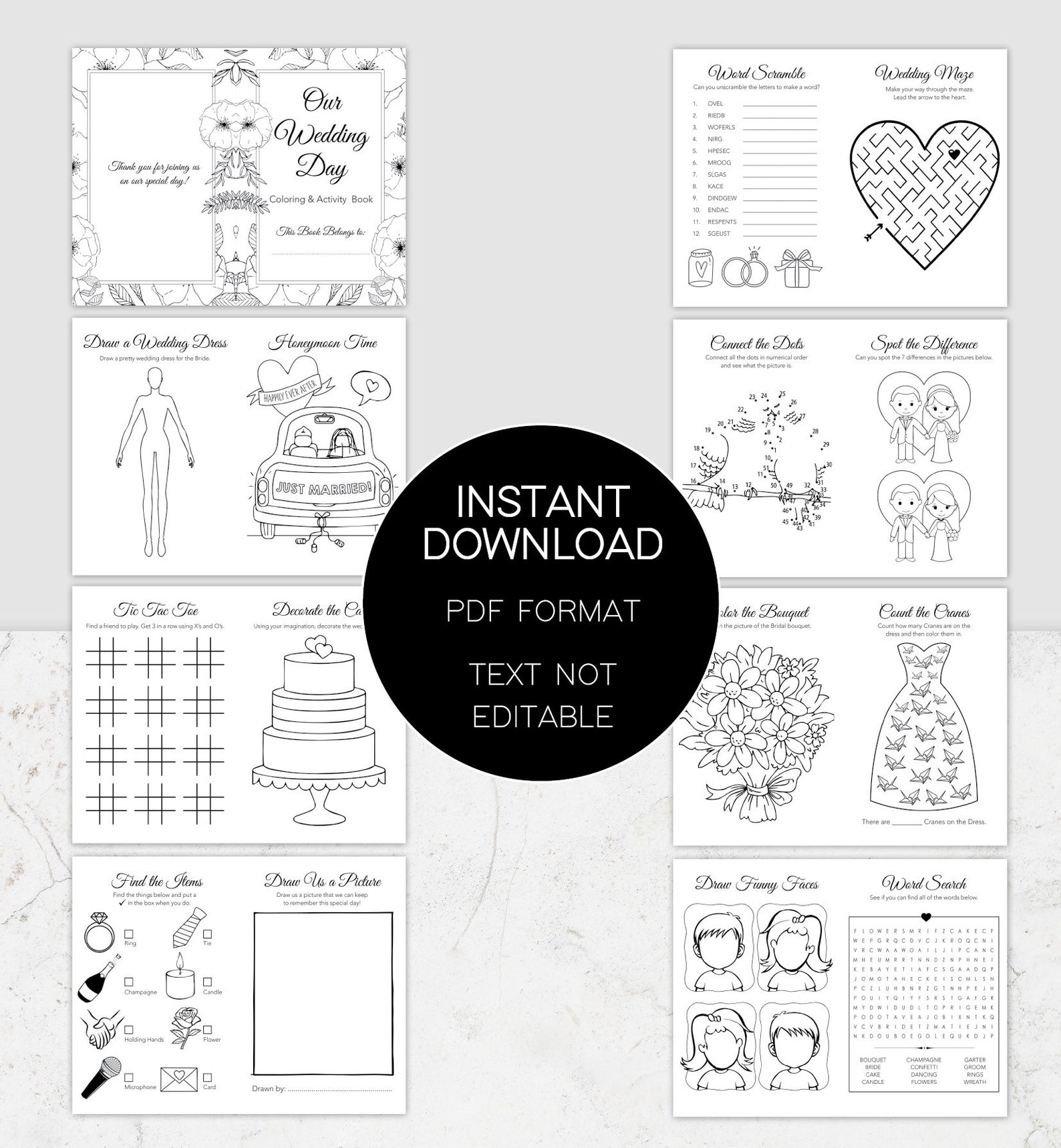 Kids Wedding Activity Pack Kids Wedding Coloring Book | Etsy