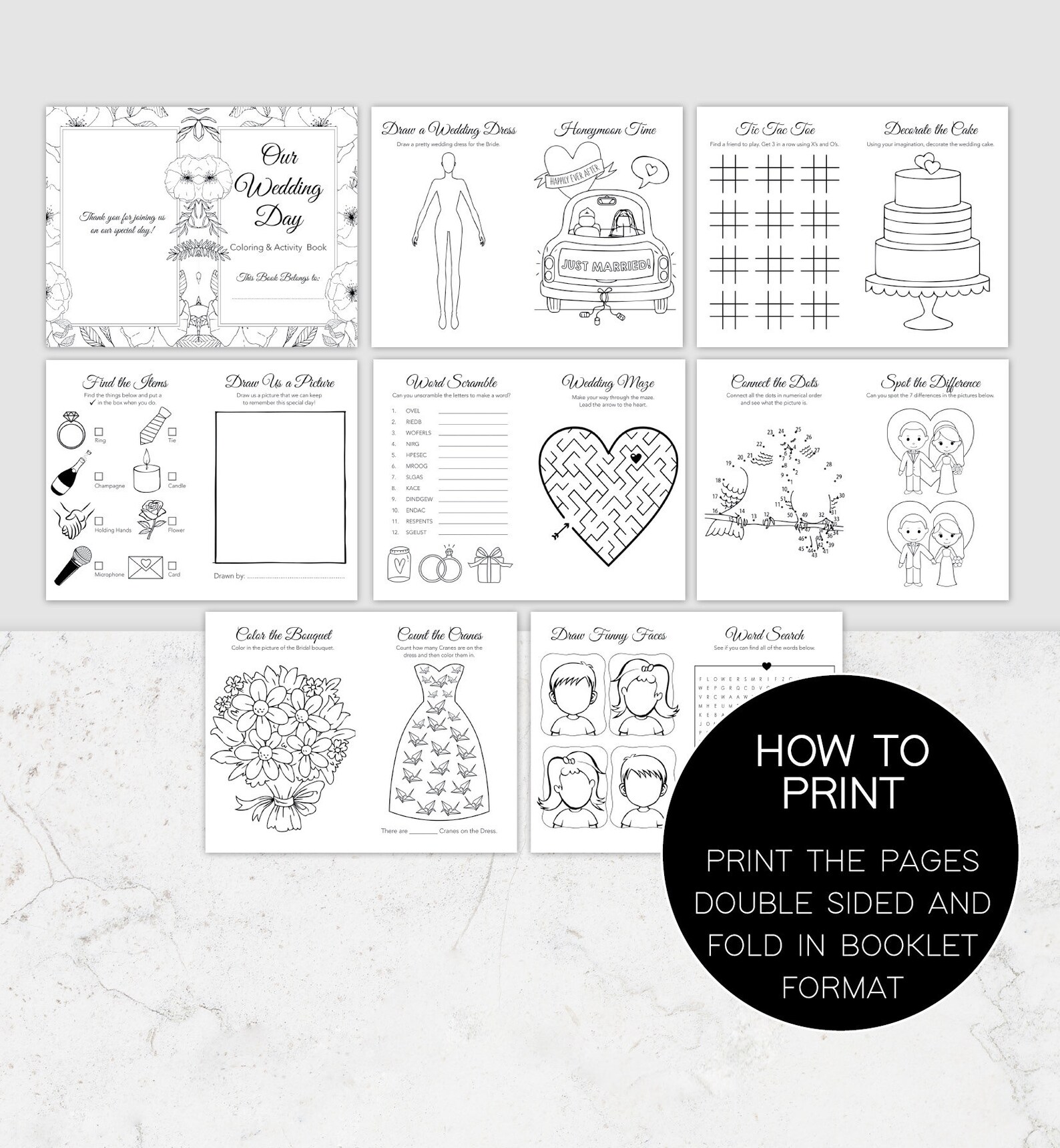 Kids Wedding Activity Pack Kids Wedding Coloring Book - Etsy