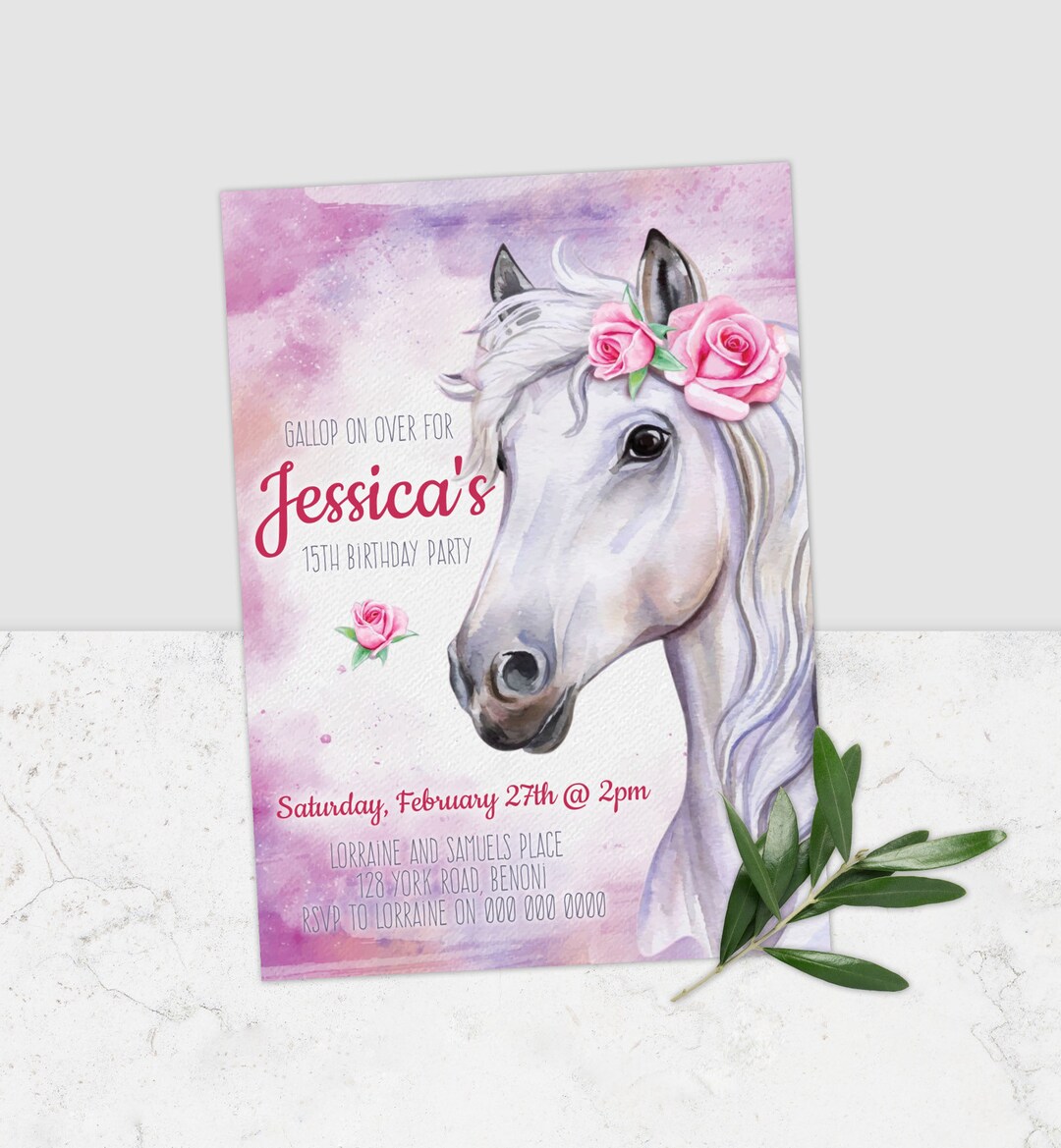 Horse Birthday Invitation, Birthday Invitation for Girls, Horse Party ...
