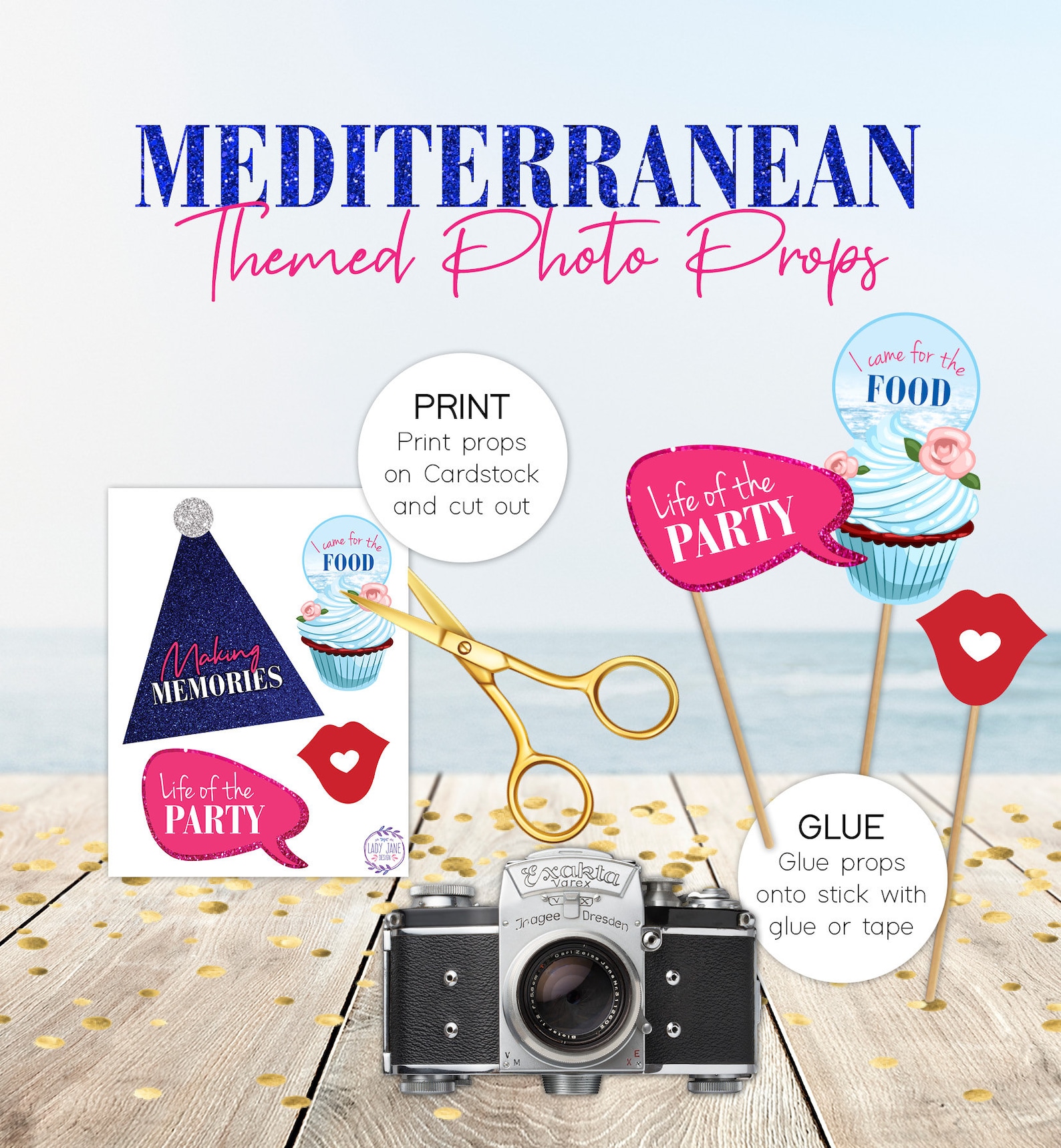 Mediterranean/mamma Mia Style Party Photo Booth Props, Photo Booth ...