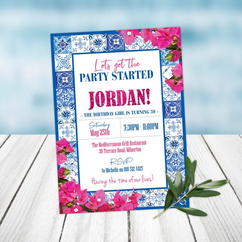 Mediterranean Style Party Invitation Editable Party - Etsy