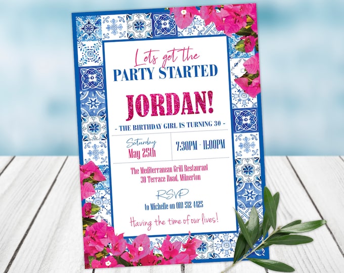 Mediterranean Style Party Invitation Editable Party - Etsy