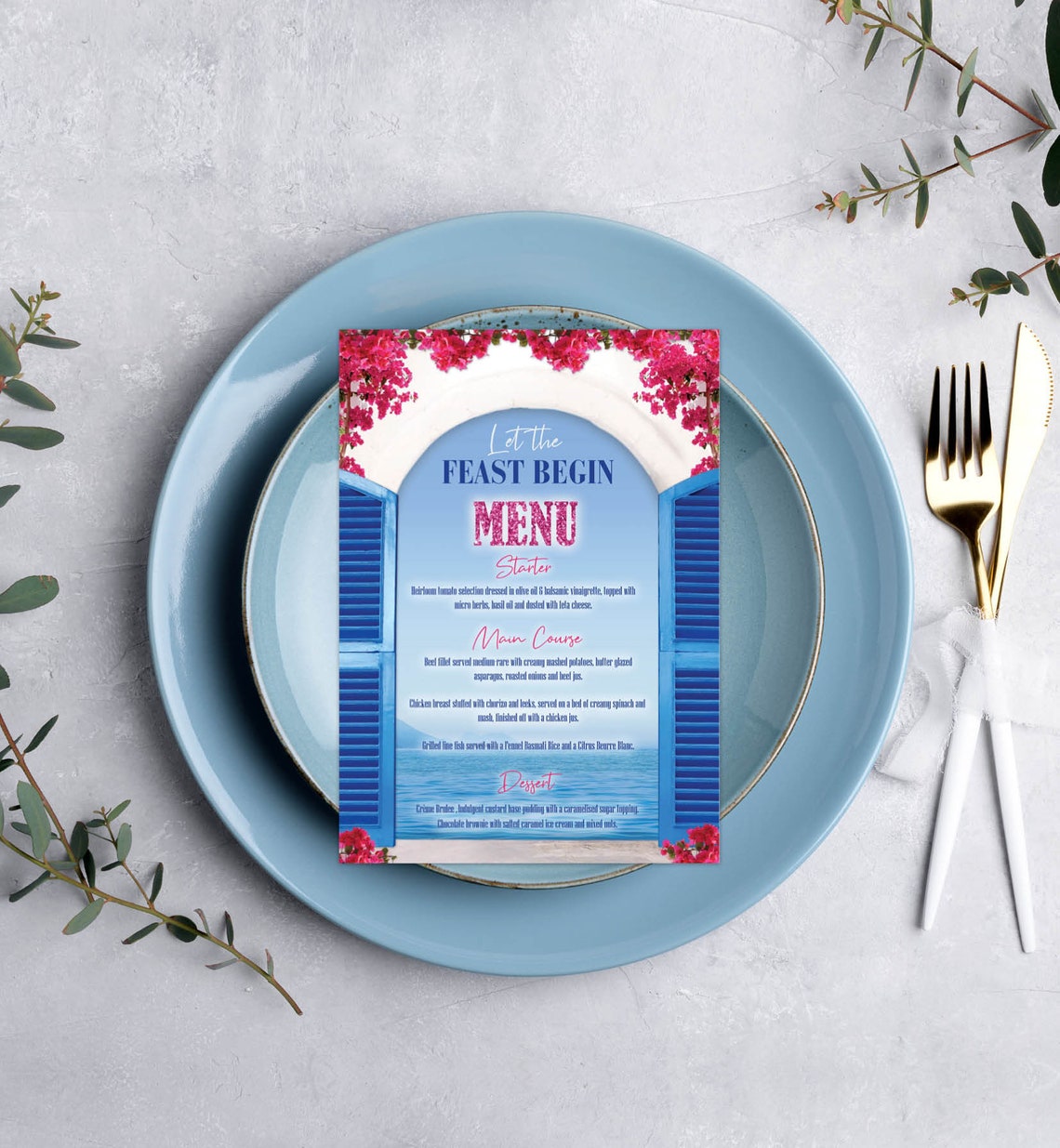 Mediterranean Style Party Menu Editable Party Menu Printable - Etsy