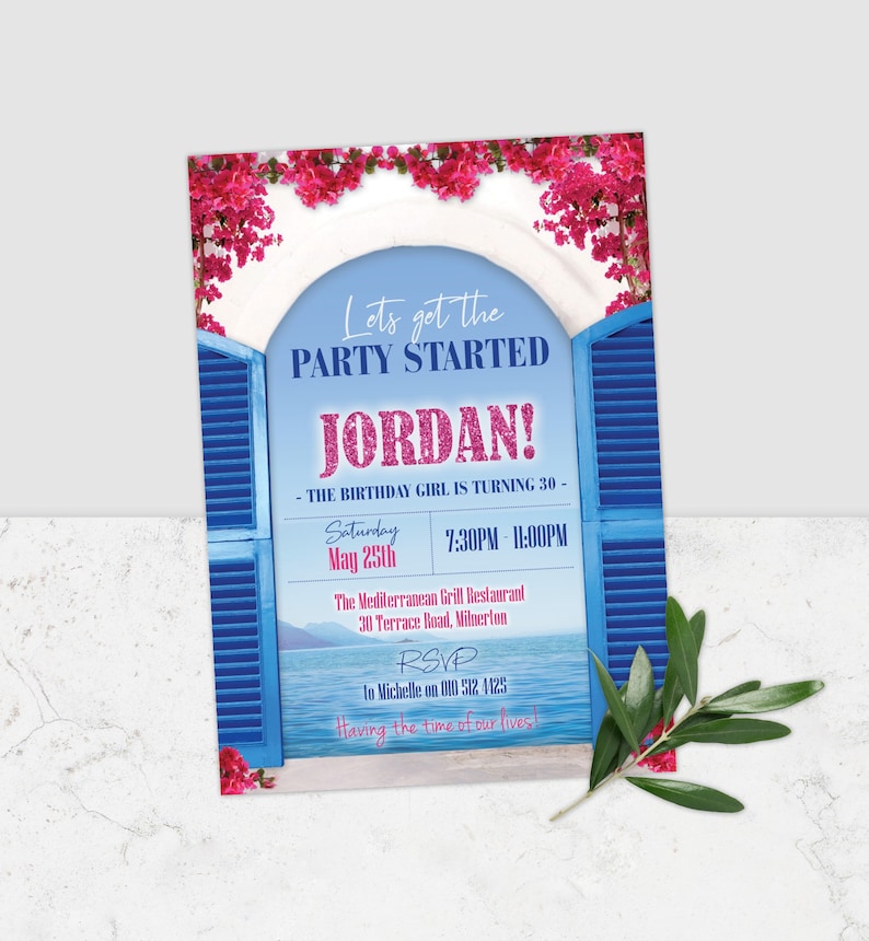 Mediterranean Style Party Invitation Editable Party - Etsy