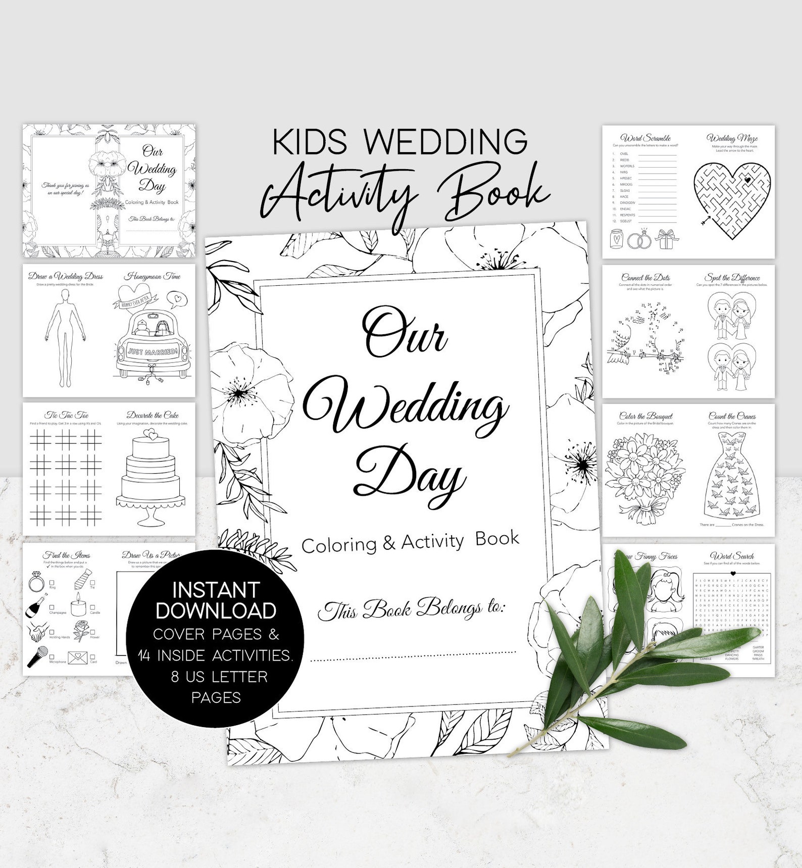 Kids Wedding Activity Pack Kids Wedding Coloring Book | Etsy