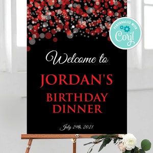 Black and Red Welcome Sign, Red and Silver Welcome Sign, Women's ...