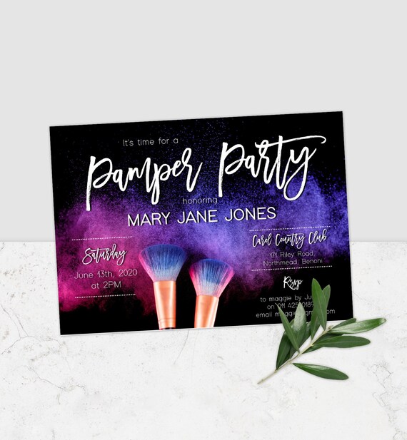 Pamper Party Invitation Pamper Party Invitations Pdf Pamper Etsy