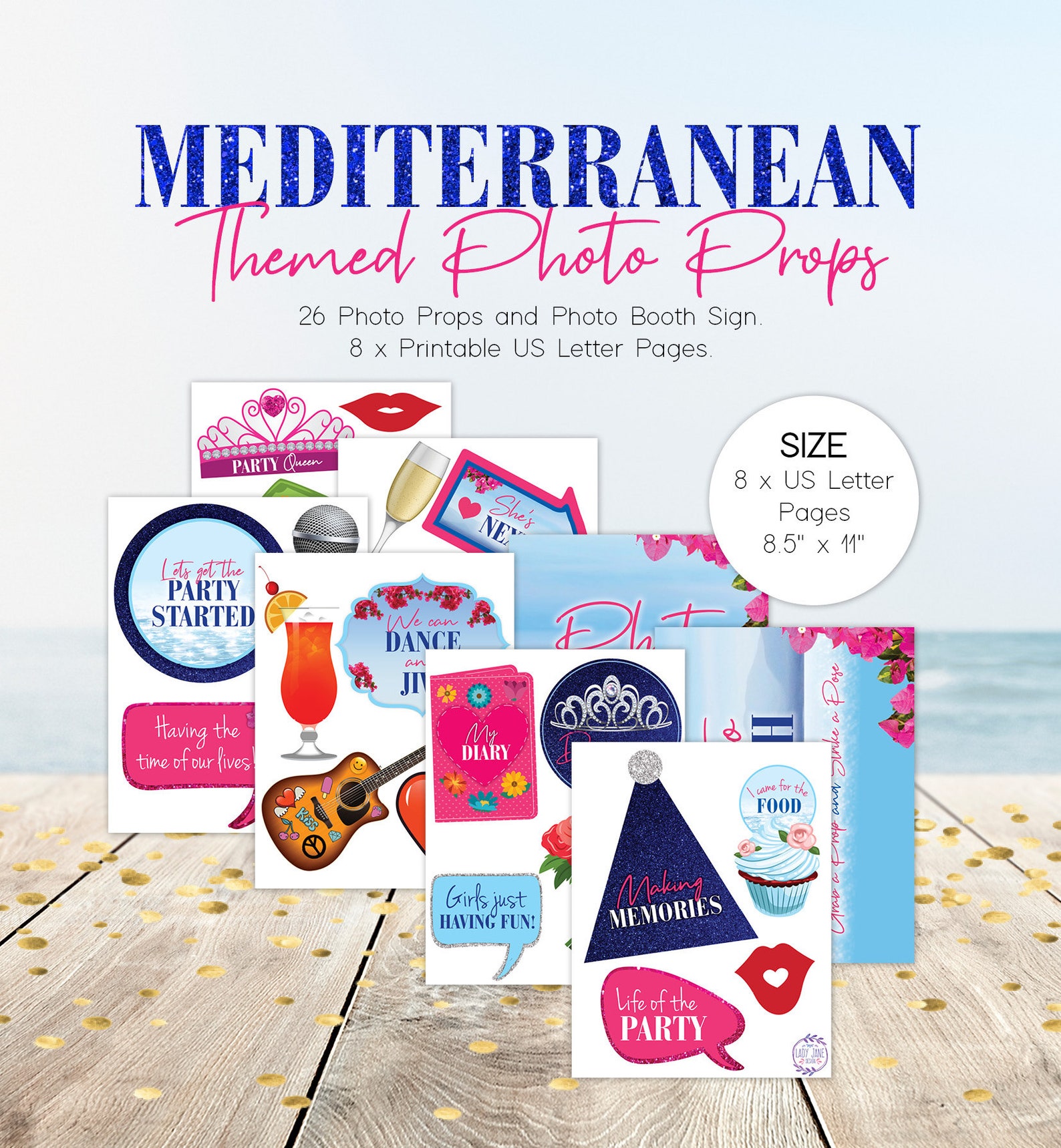 Mediterranean/mamma Mia Style Party Photo Booth Props, Photo Booth ...