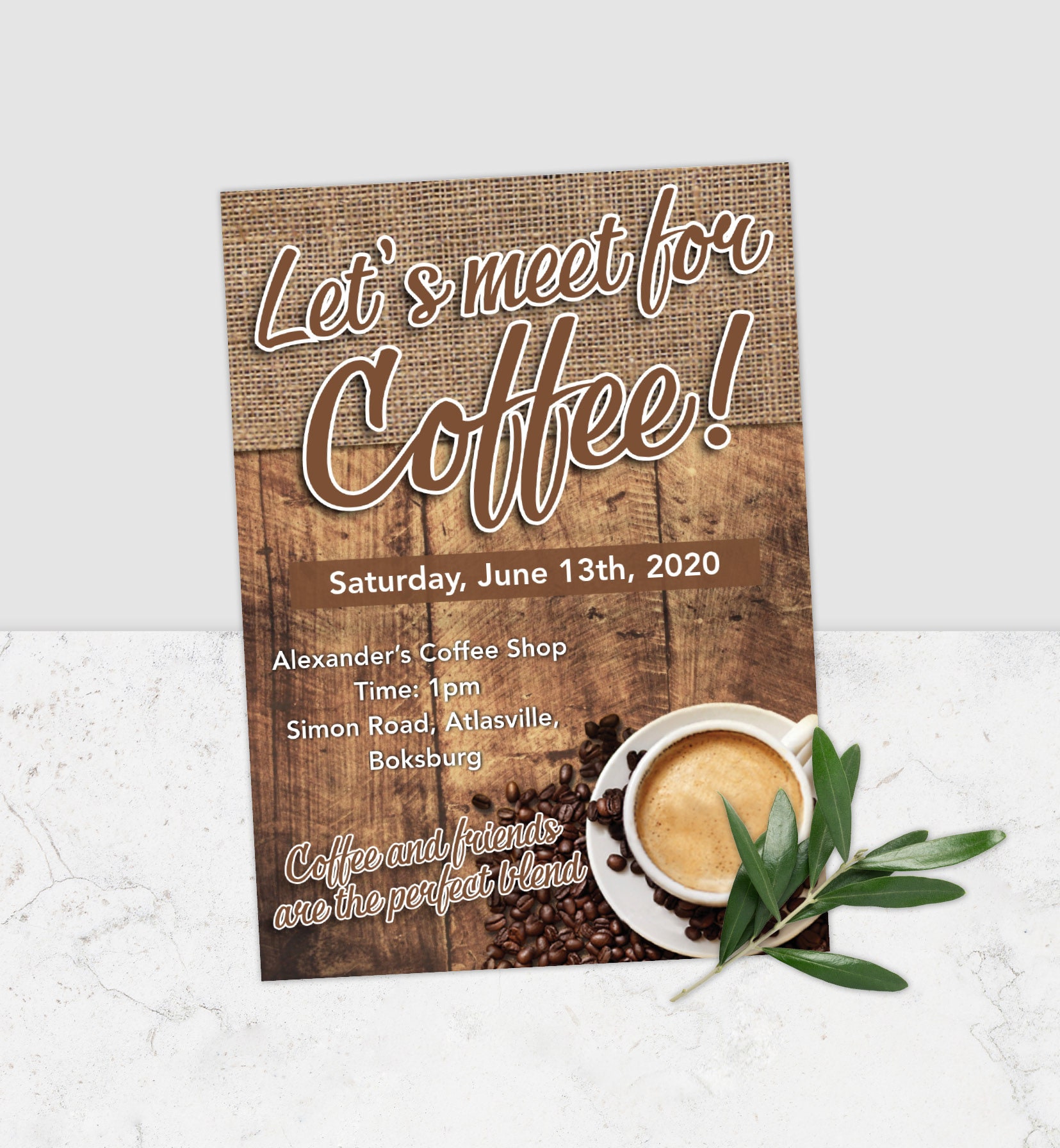 Coffee Invitation Editable Coffee Invite Coffee Event | Etsy