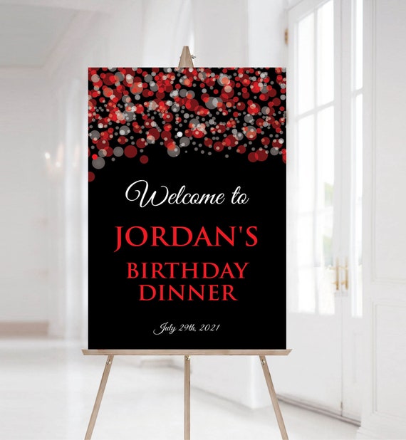 Black and Red Welcome Sign Red and Silver Welcome Sign - Etsy