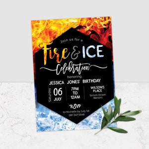 Fire and Ice Invitation, Fire and Ice Party Invitation, Fire and Ice ...