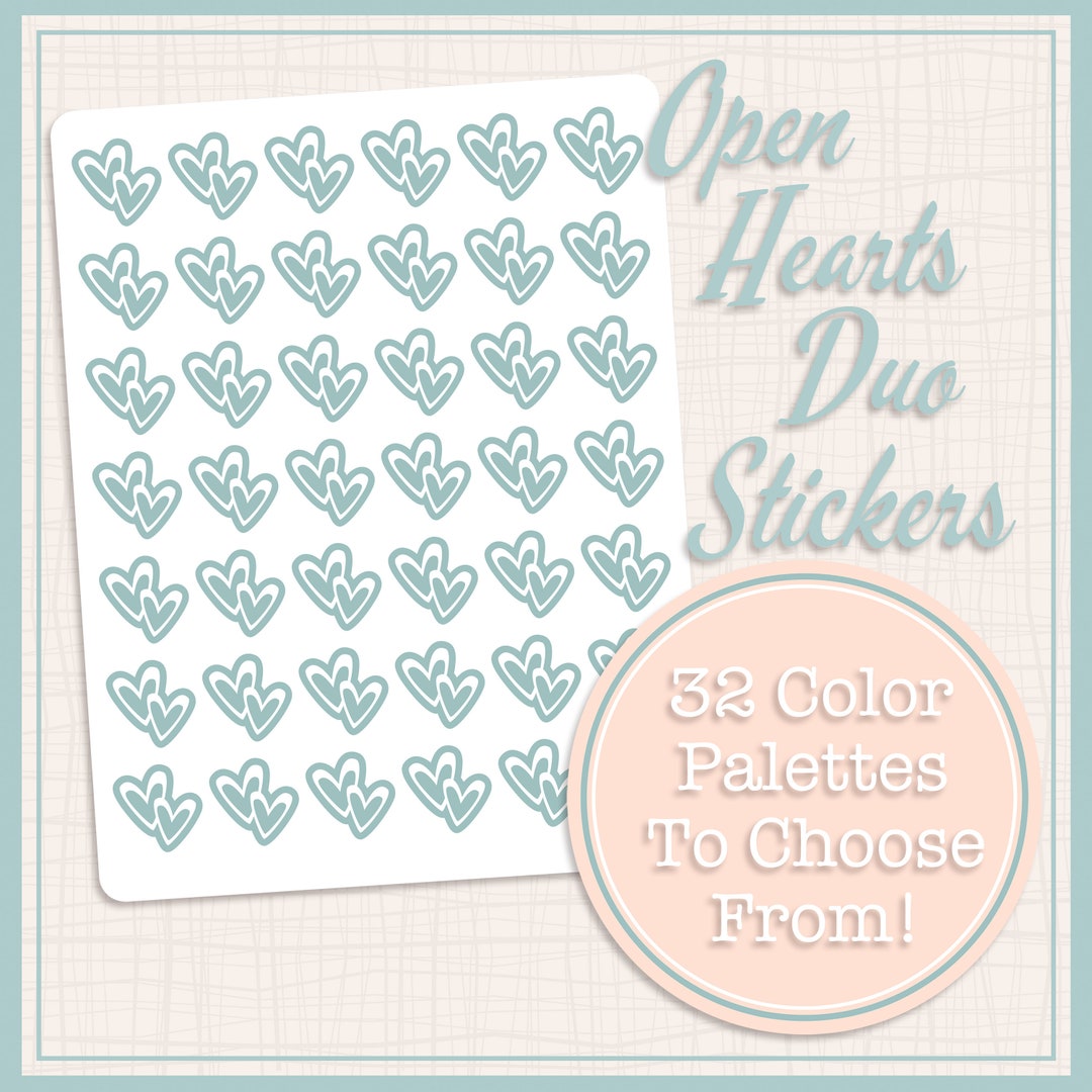 UNFOILED Icon Stickers Open Hearts Duo 42 Stickers Total - Etsy
