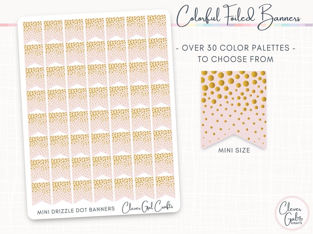 Foiled Banner Stickers Mini Drizzle Dot Banners 56 Stickers Total - Etsy