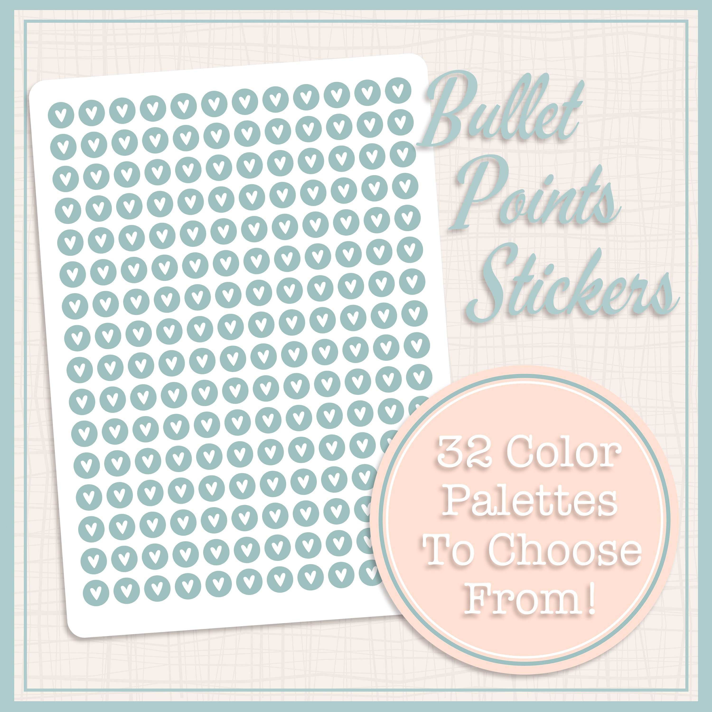 Bullet Points Stickers Classic Heart circle 192 Stickers - Etsy