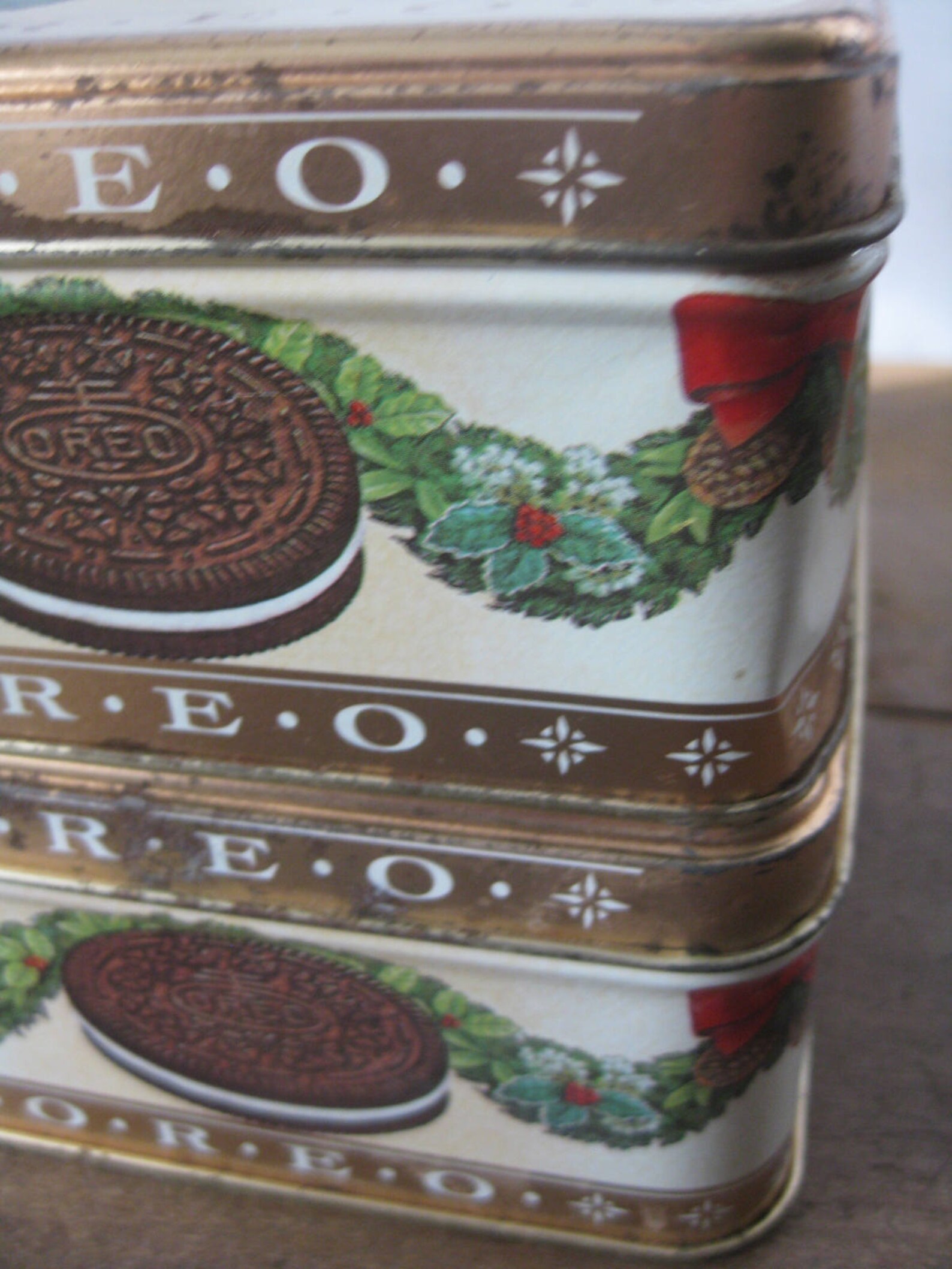 1990 Oreo Cookie Christmas Tin / Vintage Oreo Cookie Wreath Tin / Oreo ...